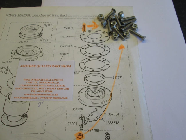 ROVER P6 KOFFERRAUM Halterung Reserverad Edelstahl Schrauben und ...