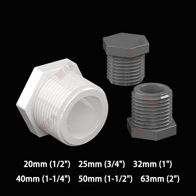 1/2& 3/4&-2& MALE Thread PVC Pipe Blanking Plug End Cap Stoper Plugging ...
