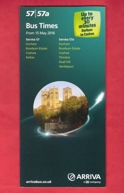 ARRIVA NORTH EAST Bus Timetable - 57 & 57A: Durham Kelloe Hartlepool ...