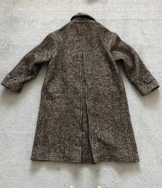 DRAKE’S RAGLAN SLEEVE Coat Balmacaan Wool Herringbone Size 38 UK Wool ...