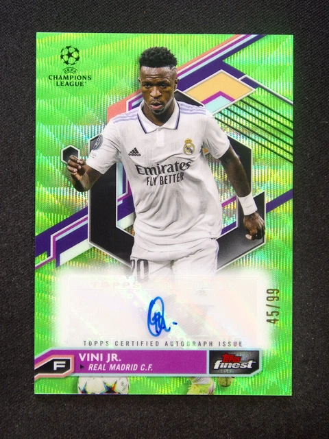 2022-23 TOPPS FINEST UEFA Vini Jr. Vinicius Junior #A-V Neon Green Wave ...