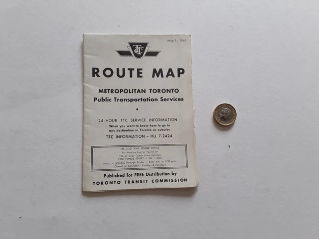 PUBLIC TRANSPORTATION SERVICES Route Map "Metropolitian Toronto" 1960 £ ...