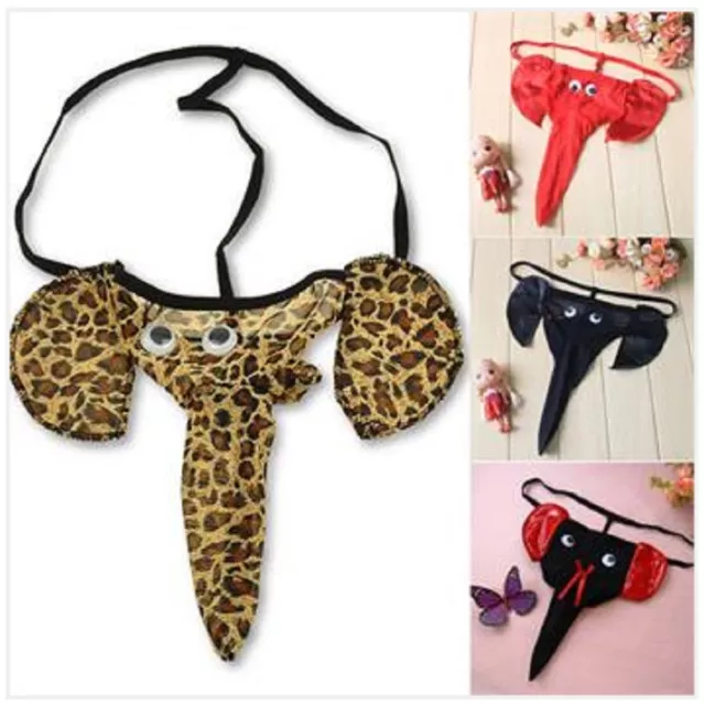 Mens Novelty Elephant Trunk Thong G String Pants Underwear Sexy Leopard