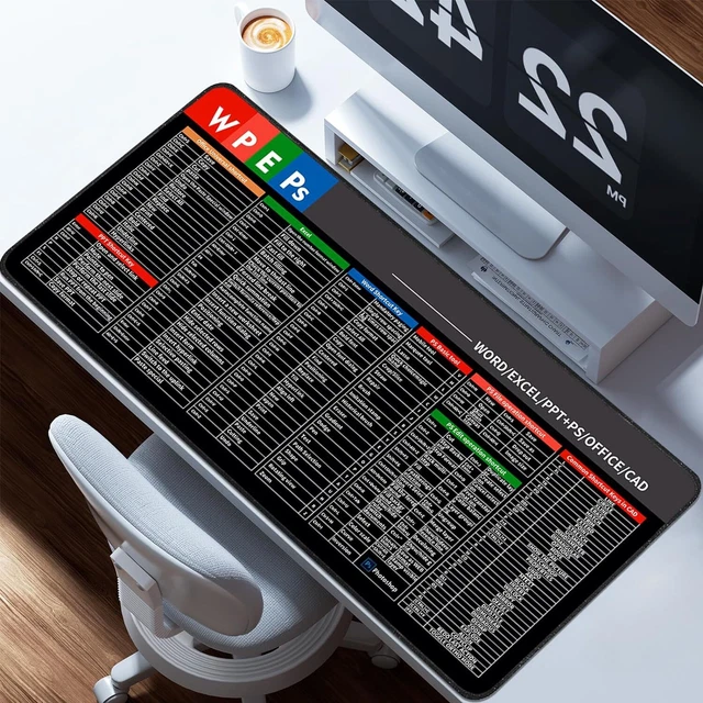 QUICK KEY EXCEL Shortcuts Cheat Sheet Office Large Mouse Pads Keyboard ...