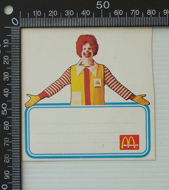 VINTAGE 1980S MCDONALDS AUSTRALIA SCHOOL BOOK NAME TAG ADVERTISING ...