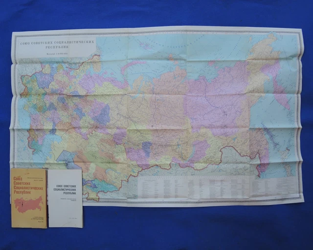 BIG OLD PRINTED USSR /Soviet Union Political Wall MAP/ 1989 Vintage ...
