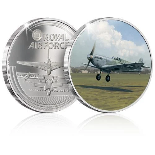 RAF MEMORABILIA COLLECTION Spitfire Silver Commemorative Coin - Flying ...