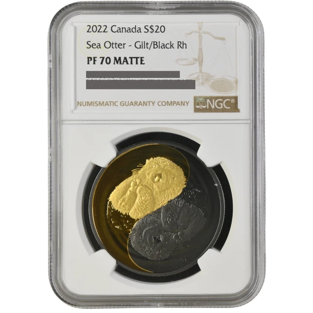 BLACK AND GOLD-SEA OTTER Silver Coin $20 Canada 2022 - NGC Graded PF 70 ...