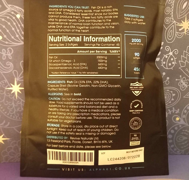 ALPHA ZERO ONE Wild-Caught Omega 3 Fish Oil 660Mg Epa 440Mg Dha 90 ...
