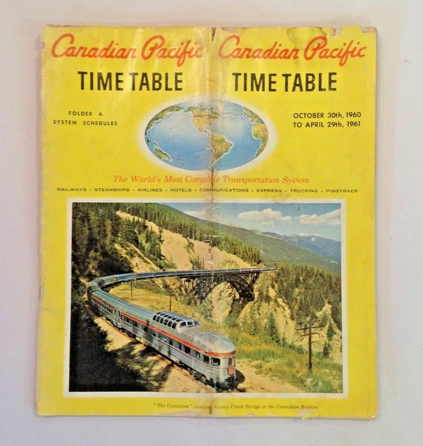 VINTAGE 1960-61 CANADIAN Pacific Railroad Timetable System Schedules ...