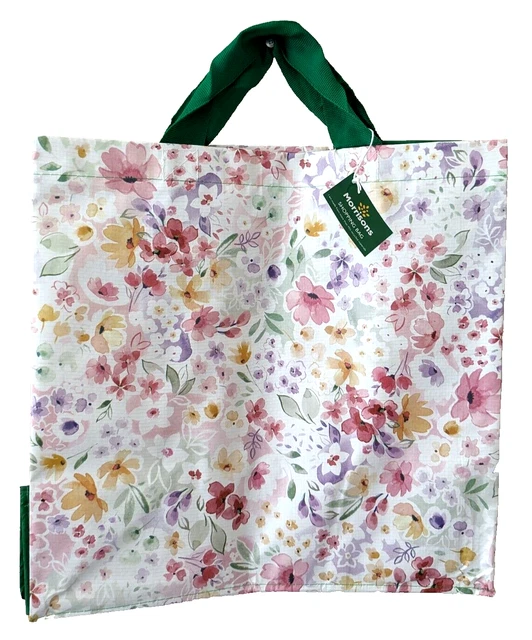 MORRISONS LICENSED SHOPPING Bag Reusable Large Tote Pink Spring Flowers ...