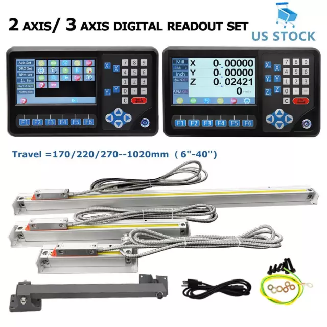 DIGITAL LINEAR GLASS Scale 2 Axis/3 Axis Readout DRO KIT CNC Milling ...