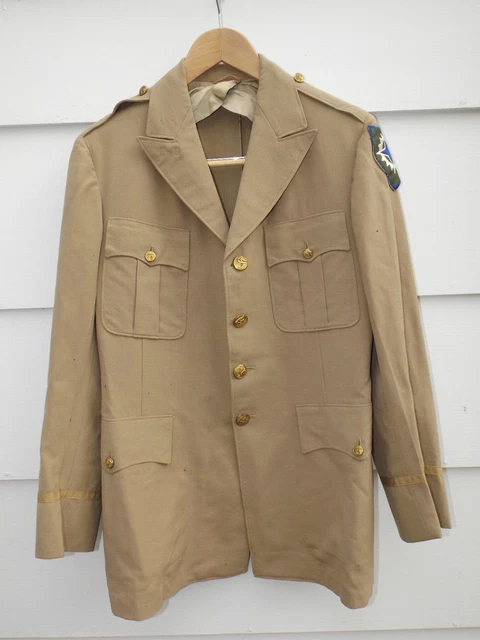 XVI CORPS WWII US Army Officer Tan Jacket Patch Engineer Essayons ...