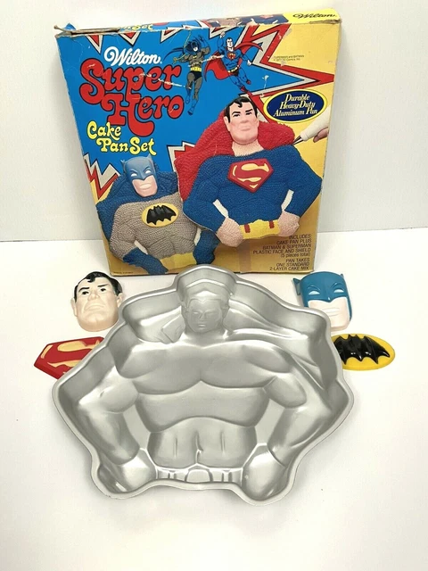 VINTAGE WILTON SUPER Hero Cake Pan Set Batman Superman Original Box ...