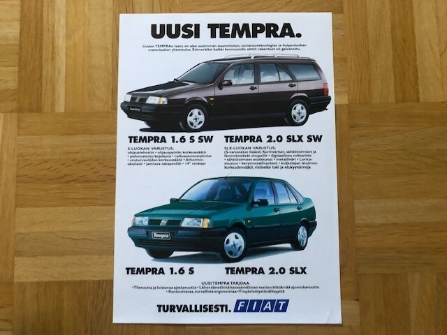 PROSPEKT FIAT TEMPRA ca. 1990 Broschüre Brochure Katalog Catalog EUR 7 ...