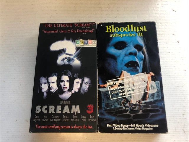 BLOODLUST SUBSPECIES 3,SCREAM 3 Horror VHS Bundle EUR 28,96 - PicClick IT