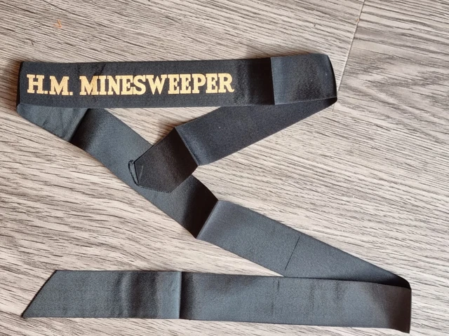 ROYAL NAVY CAP Tally Ribbon - H.M. Minesweeper WW2 Printed £27.50 ...