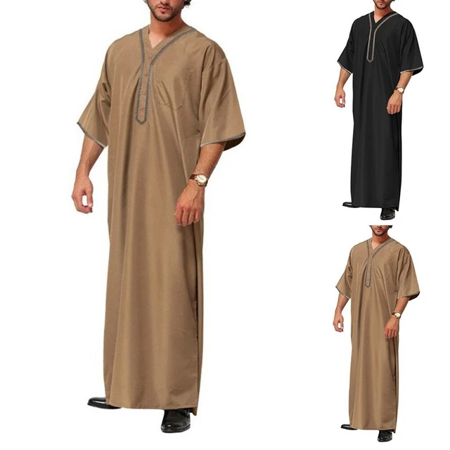 MENS MUSLIM CLOTHING Saudi Jubba Arab Kaftan Abaya Thobe Long-Dress Robe $44.96 - PicClick CA