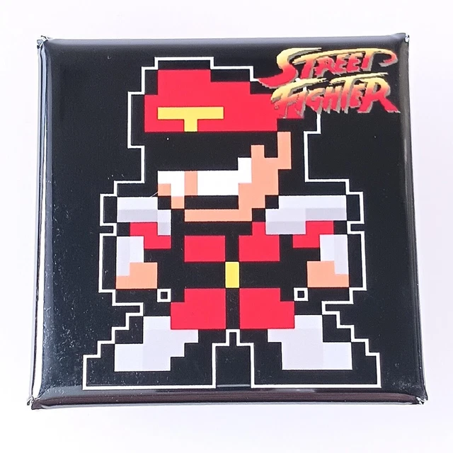 M. BISON STREET Fighter 8bit Pixel Art Can Badge Capcom From Japan F/S ...