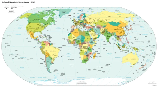 EARTH NATIONS WORLD Political Wall Map Robinson Projection - Pick Large ...