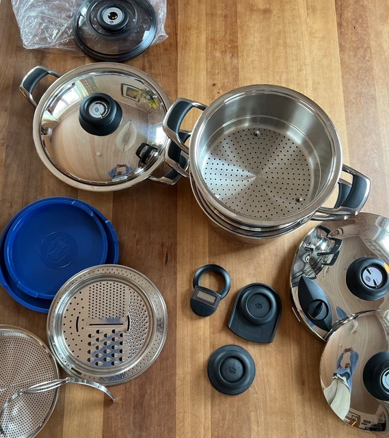 SET PENTOLE AMC 2 pentole con coperchio inserto stazione coperchio ...