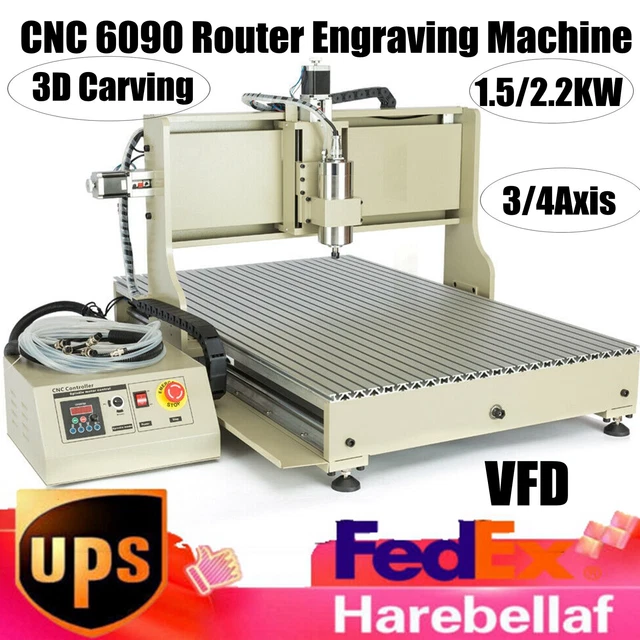USB CNC6090 ROUTER Engraving Milling Drill Machine 3D Carving 1.5/2.2KW ...