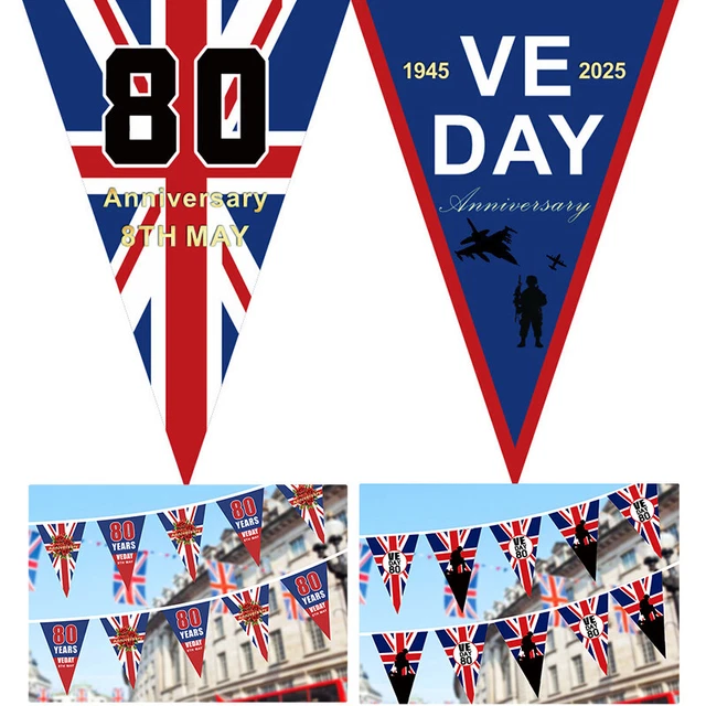 VE DAY 80TH Anniversary Spitfire Union Jack Bunting Party Decorations ...