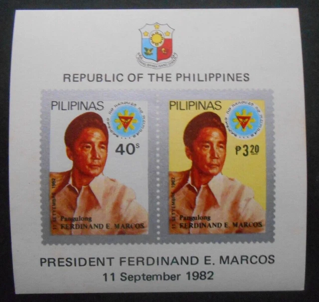 1982 PHILIPPINES, BLOCK, 65th Birthday President Ferdinand Marcos ...