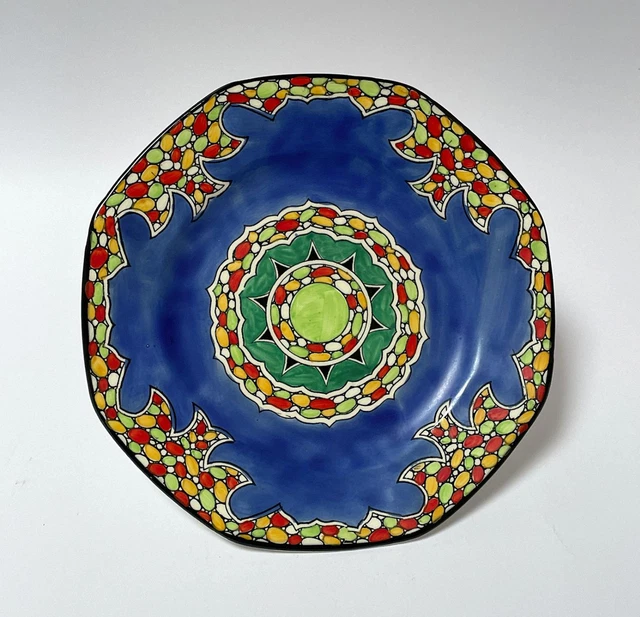 RARE MALING POTTERY Hand Painted Art Deco Plate #5404 Blue Cobble EUR ...