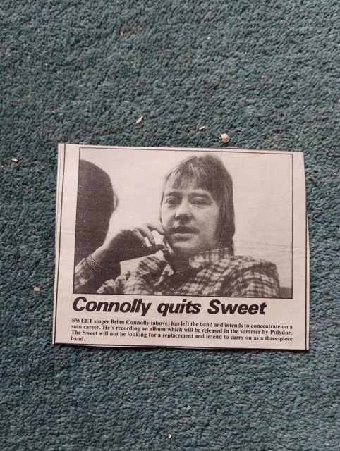 SK214 EPHEMERA 1980 Pop Article sweet Brian Connolly Quits EUR 3,77 ...