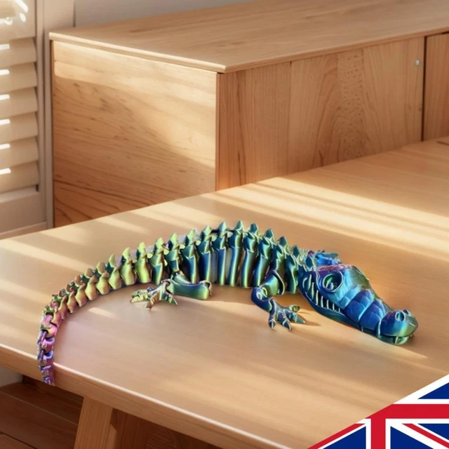 3D PRINTED ARTICULATING Crocodile Figurine Crocodile Desk Toy for ...