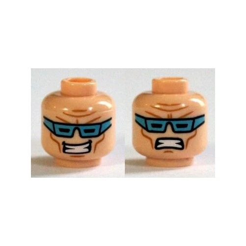 LEGO - MINIFIG Head Blue Goggles, Smile w/ Teeth / Clenched Teeth ...