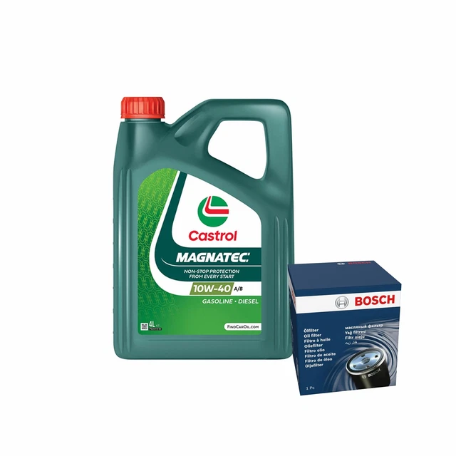 CASTROL MAGNATEC A3 B4 10W40 Engine Oil 4L Bosch Oil Filter Service Kit ...