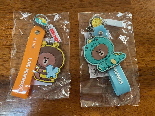 LINE FRIENDS BROWN Bear Dinosaur Bee Costume Set PVC Keychain Strap ...