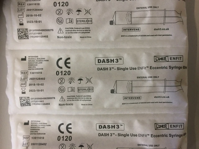 INTERVENE DASH 3 Single Use Eccentric Syringe 60ml - 5 Pack REF ...