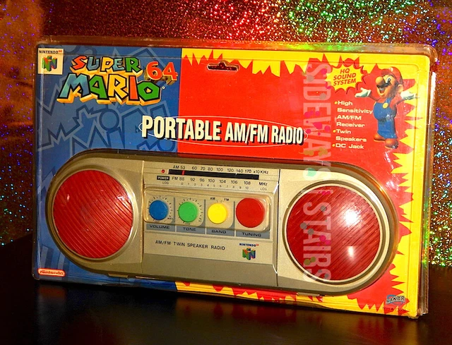 1998 SUPER MARIO 64 AM/FM PORTABLE RADIO vintage Nintendo N64 ...
