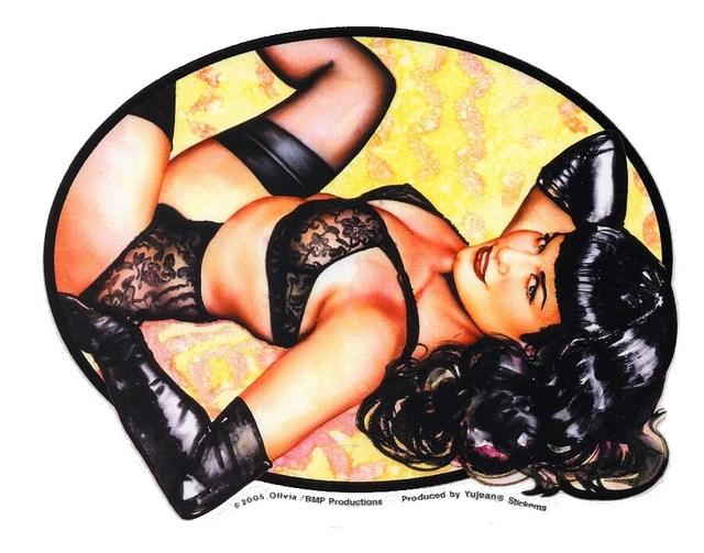 Bettie Betty Page Black Latex Sexy Vinyl Sticker Decal Deacon Black