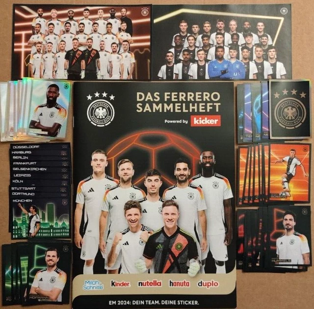 KOMPLETTES SET: ALLE 62 Ferrero EM EURO 2024 Sticker Sammelheft DFB ...