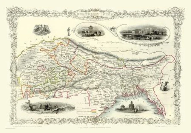 COUNTRY MAP OF Northern India By John Tallis Circa 1851 £16.50 ...