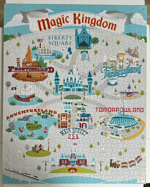 WALT DISNEY WORLD 50th Anniversary Magic Kingdom Map 1000 Piece Puzzle ...