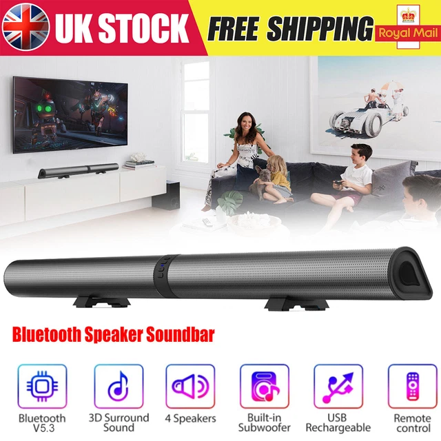 BLUETOOTH 5.3 3D Surround Sound Bar Wireless TV Home Theater Soundbar 4 ...