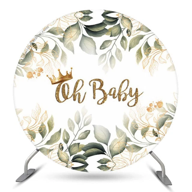 BOHO LEAVES OH Baby Shower Party Round Backdrop $35.97 - PicClick AU