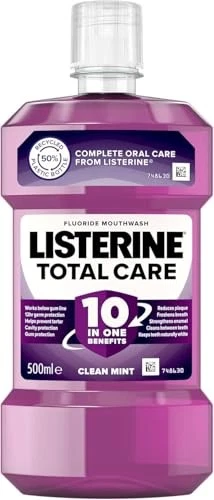 LISTERINE TOTAL CARE Antibacterial Mouthwash (1x 500ml), Caring and ...