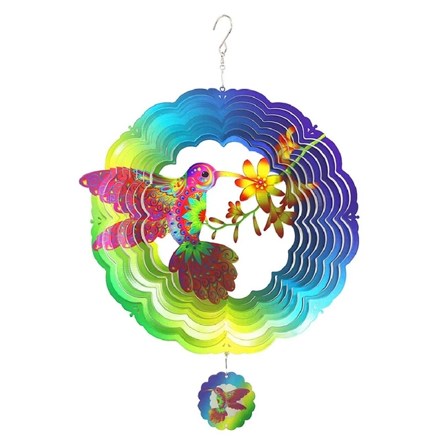 CARILLON ÉOLIEN ROTATIF 3D le Vent de Jardin ExtéRieur Tourne le Pendentif 6612 EUR 21,59 ...