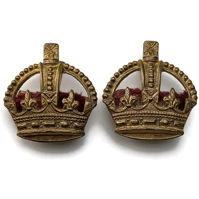 WW2 BRITISH OFFICERS Crown Epaulette Insignia Rank Pip PAIR General ...