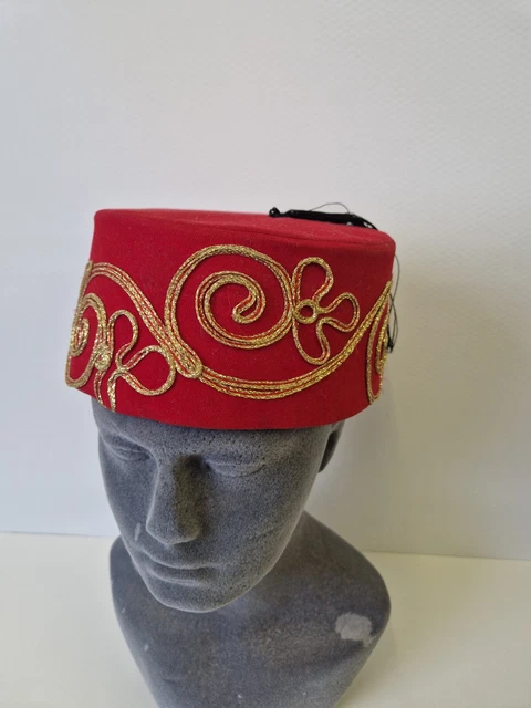 RED MOROCCAN FEZ Tarbush Tarboosh Hat Henna Nowruz gold detail £9.95 ...