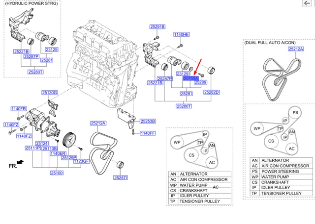 HYUNDAI SANTA FÉ MK3 DM Belt Tensioner Dust Cap 252852G000 NEW GENUINE ...