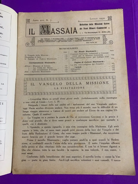 REVUE MENSUELLE “IL Massaia” Année XVII N.7 Rome Juillet 1930 -10926 ...