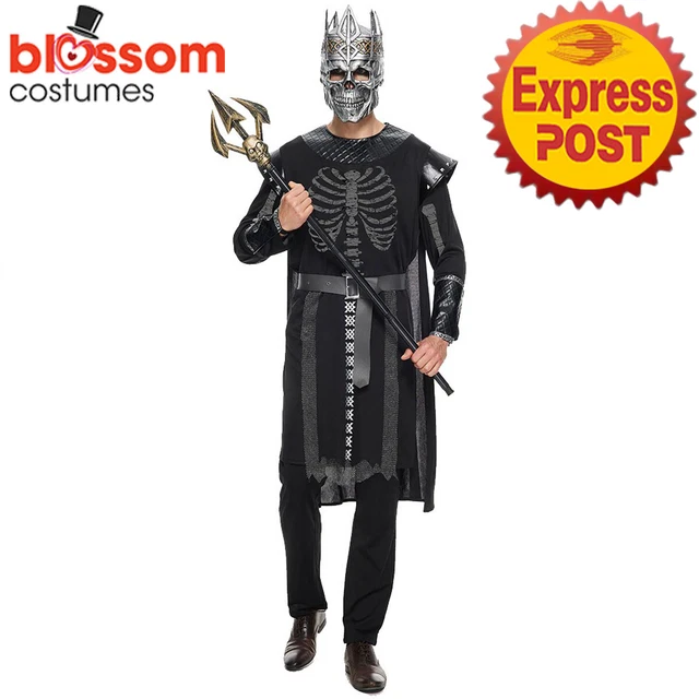 EY250 MENS SKELETON King Costume Mask Horror Warrior Medieval Halloween ...