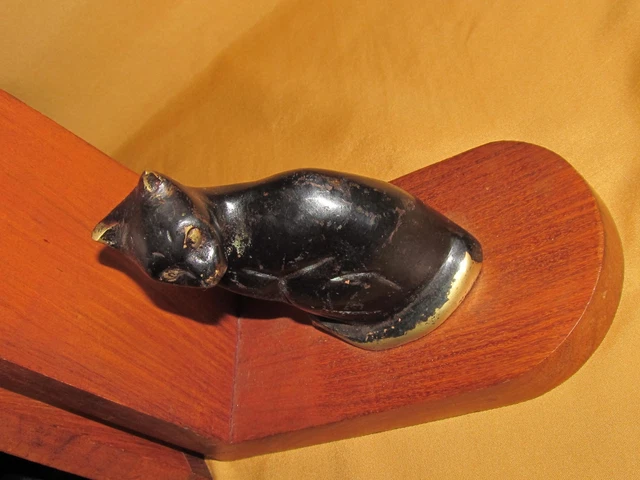 WALTER BOSSE BRONZE Viennese Bookends Wooden Holders Zoomorphic Cat ...